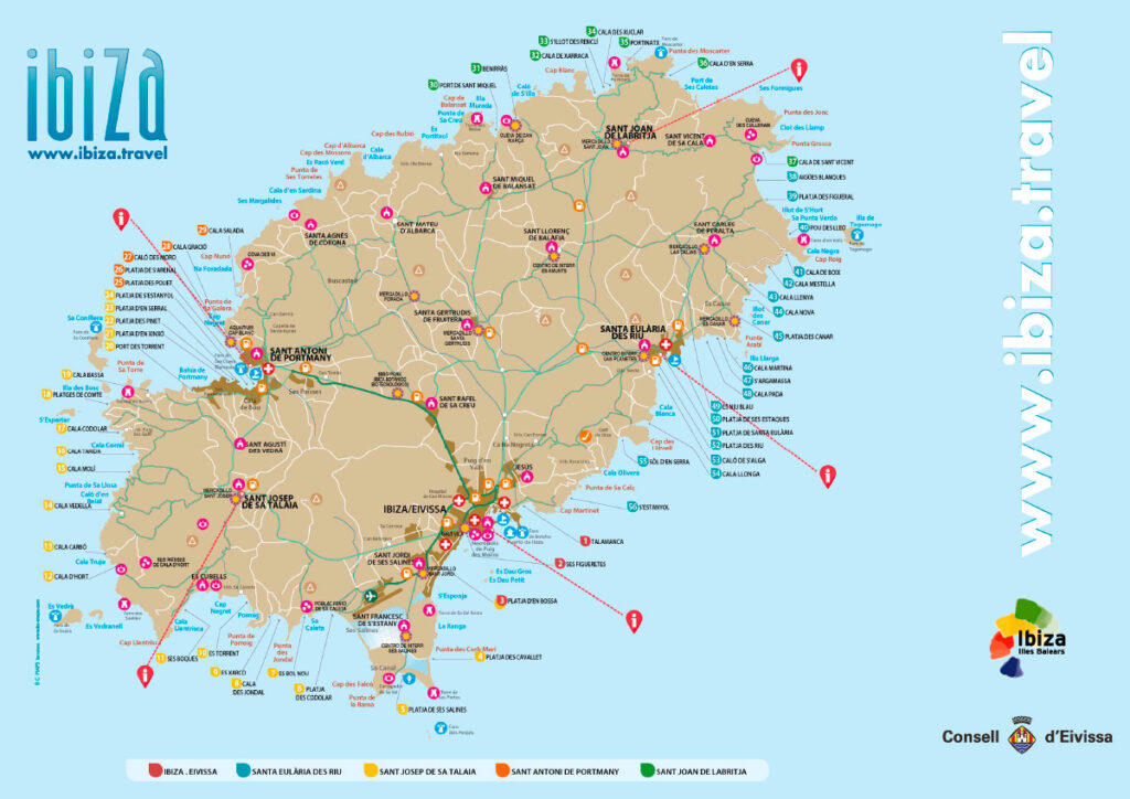 Mapa Playas Ibiza - Ibiza Travel